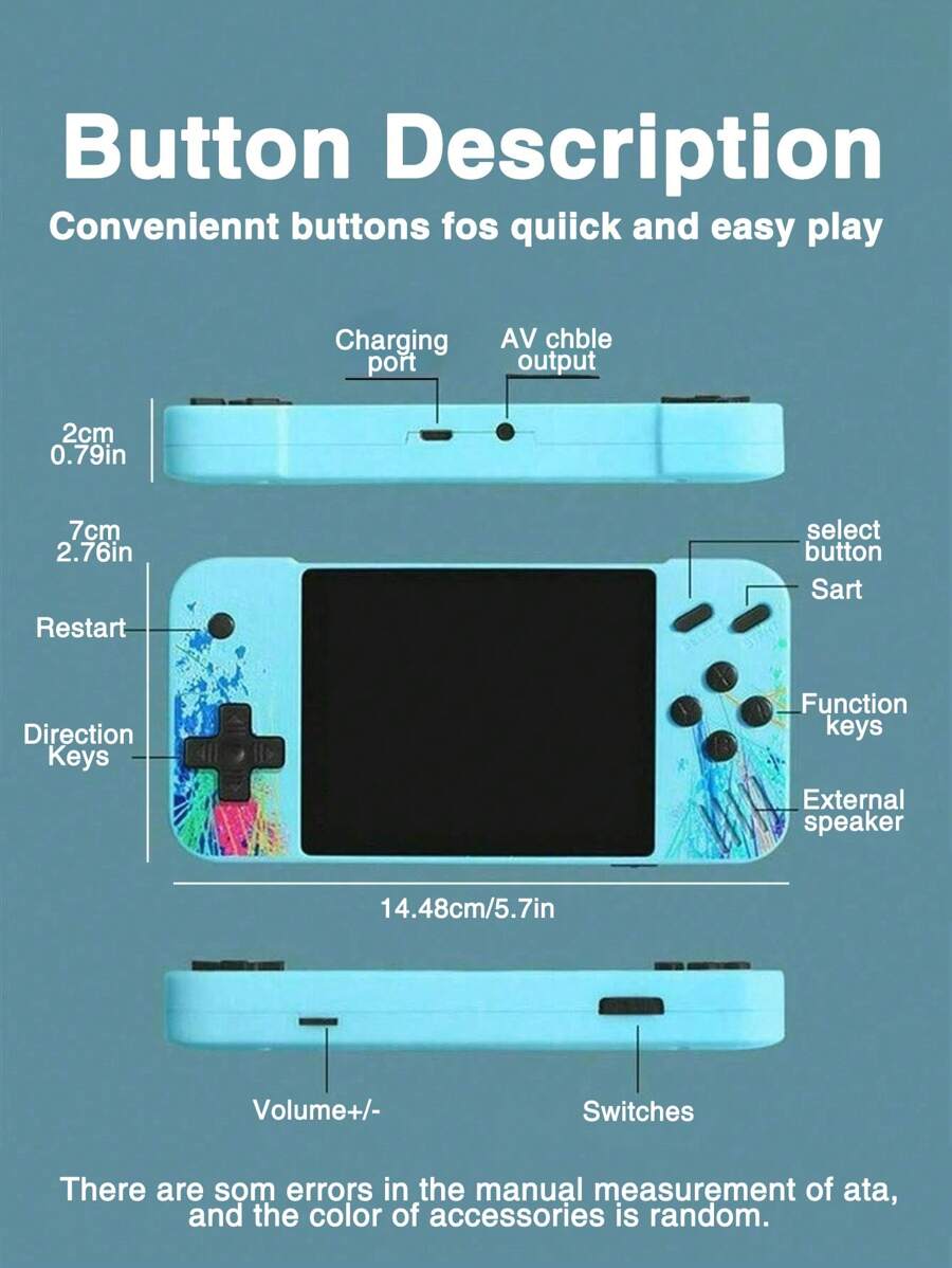 1pc 800-In-1 Games Console With Large Screen, Handheld Dual-Player ...