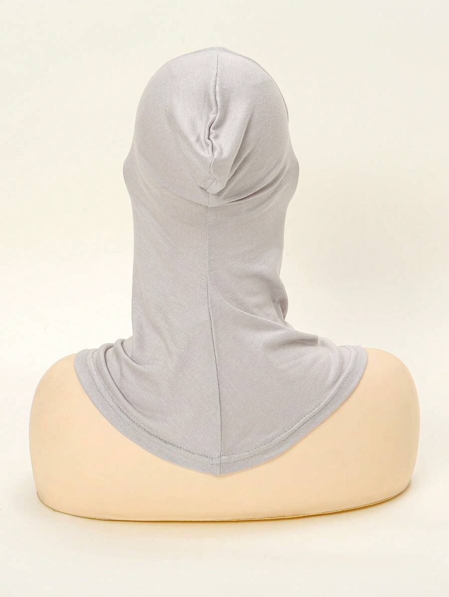 1pc Women Hijab Solid Color Chin Covering Elastic Base Hat With ...