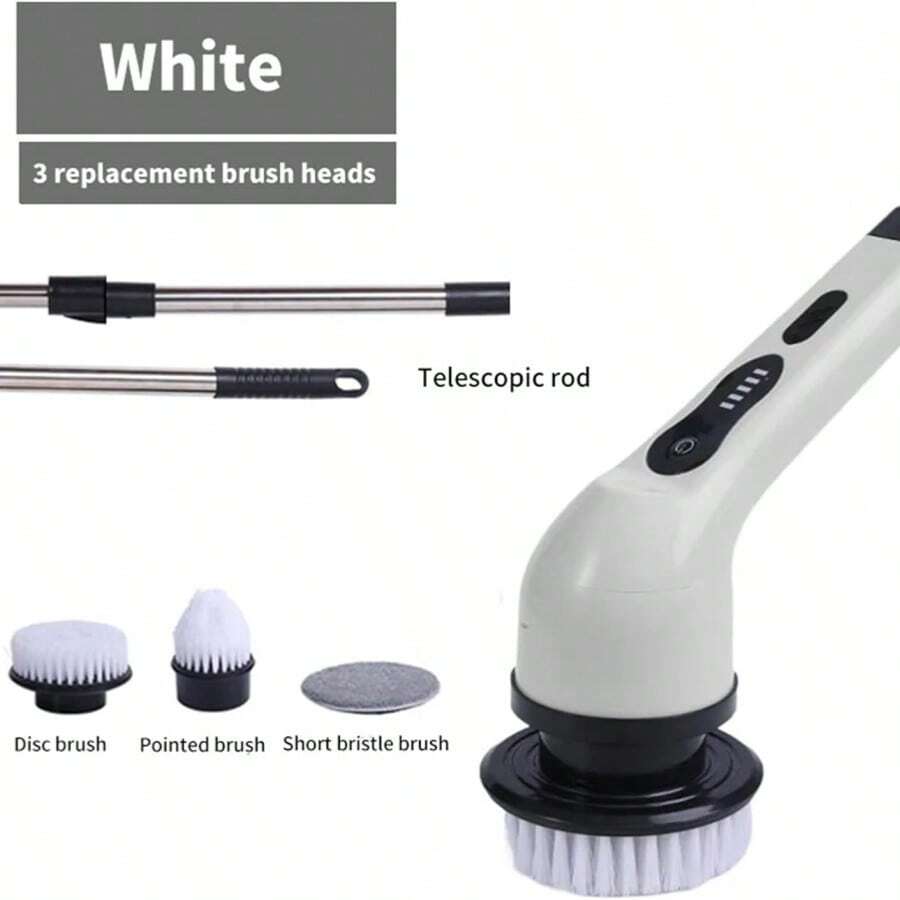 Long Handle Automatic Rotary Retractable Cleaning Bathroom Scrub Brush ...