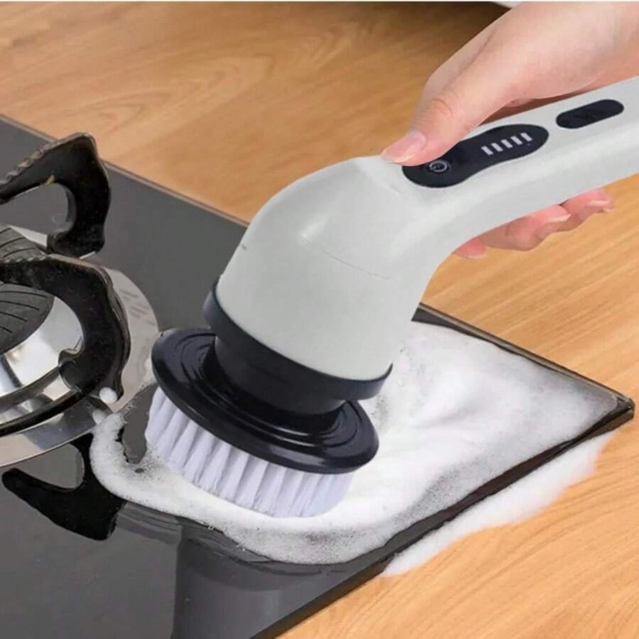 Long Handle Automatic Rotary Retractable Cleaning Bathroom Scrub Brush ...