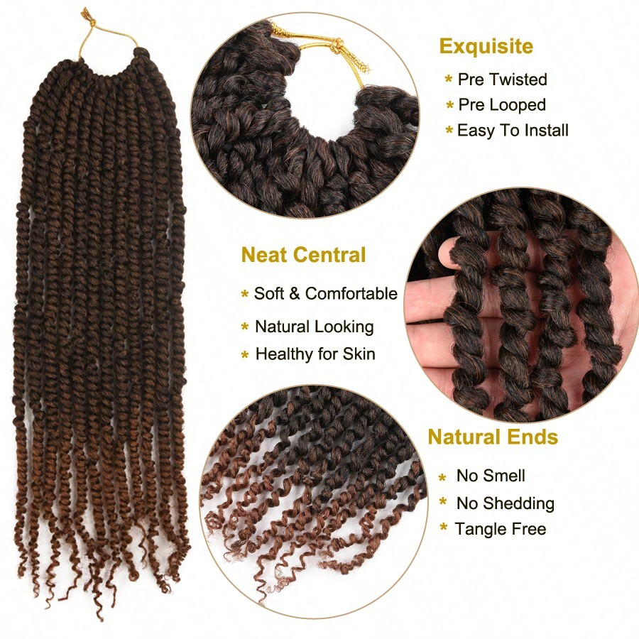 TOMO 12 18 24 Inch Passion Twist Hair Pre-Twisted Passion Twists Crochet Braids Pre-Looped ...