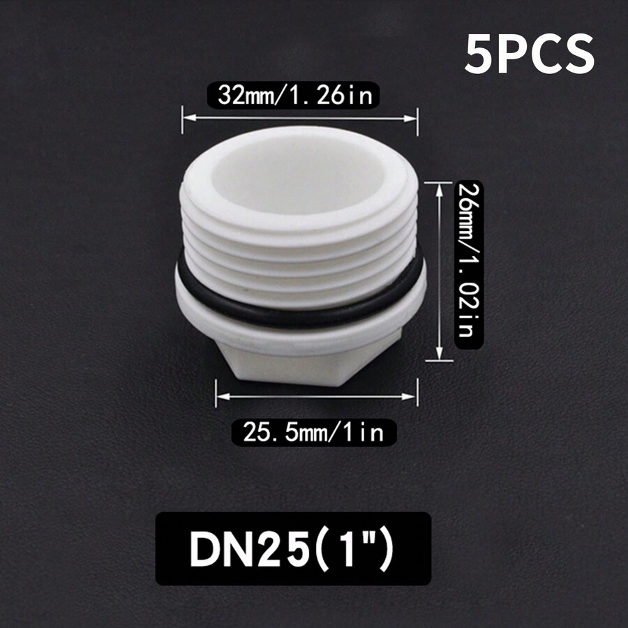 5pcs Pt Ppr Pipe Fitting End Cap With Ring Gasket Male Threaded Plug ...