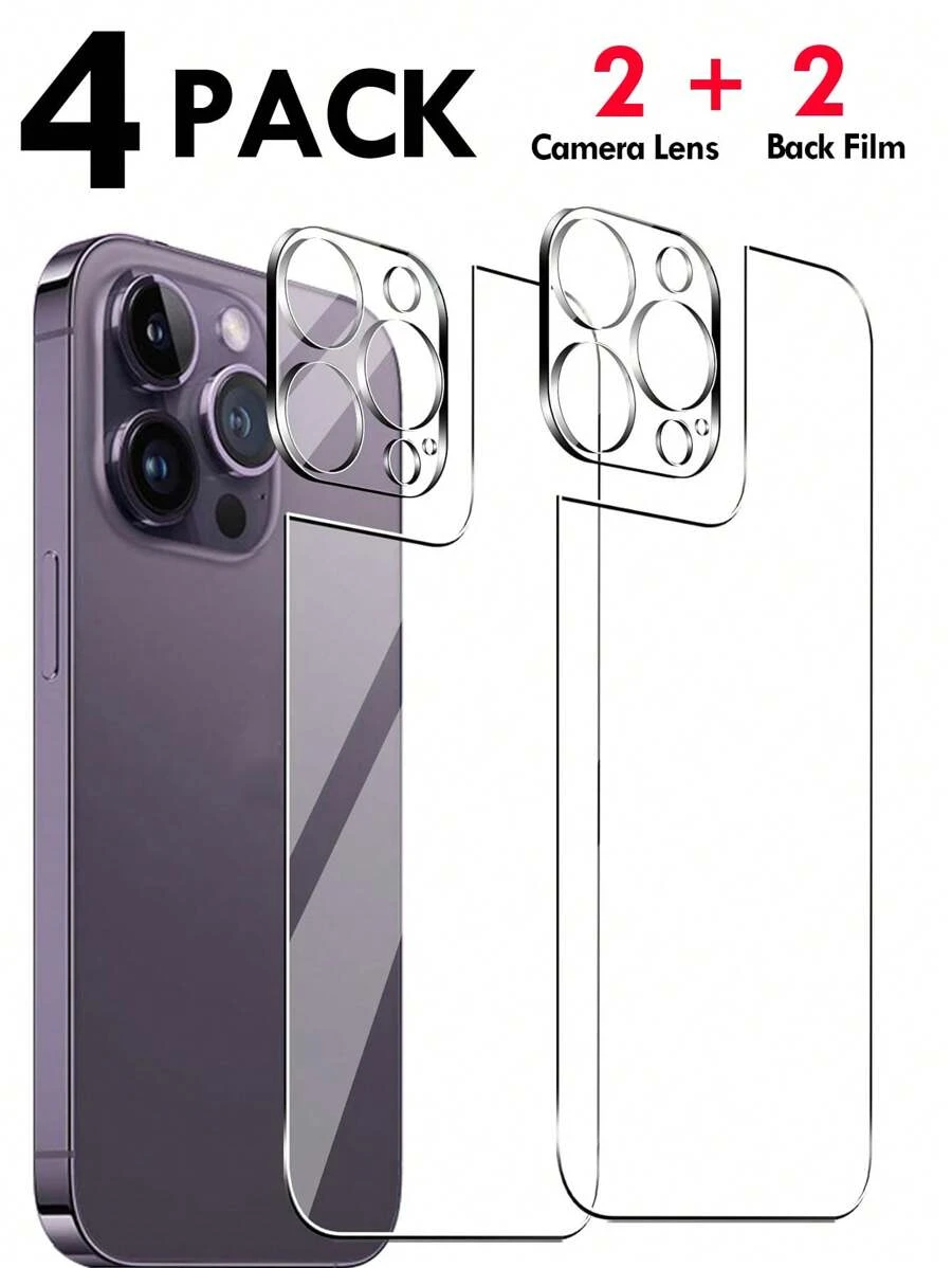 4 In 1 Back Tempered Glass Compatible With IPhone With Camera Lens Film ...