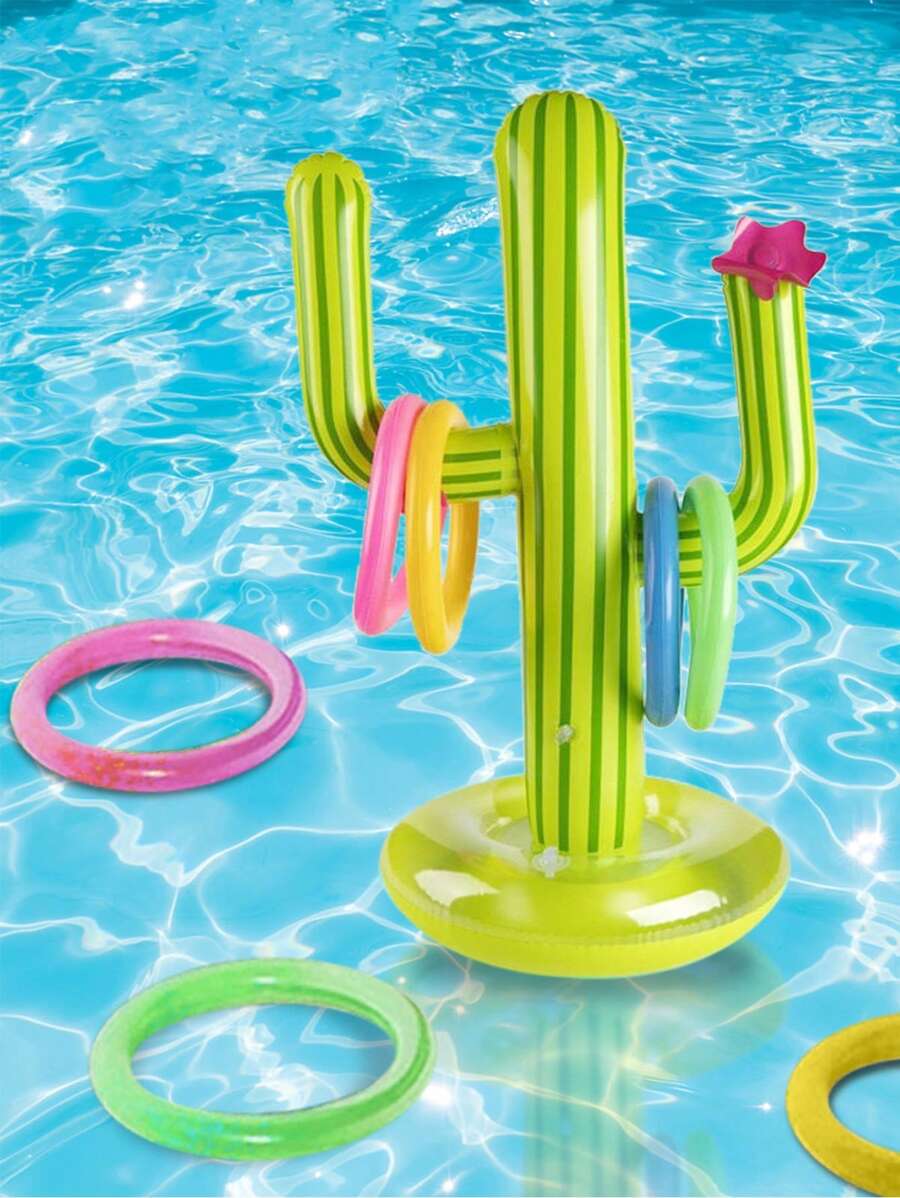 1 Set Random Style Inflatable Cactus Ring Toss Game For Swimming Pool ...