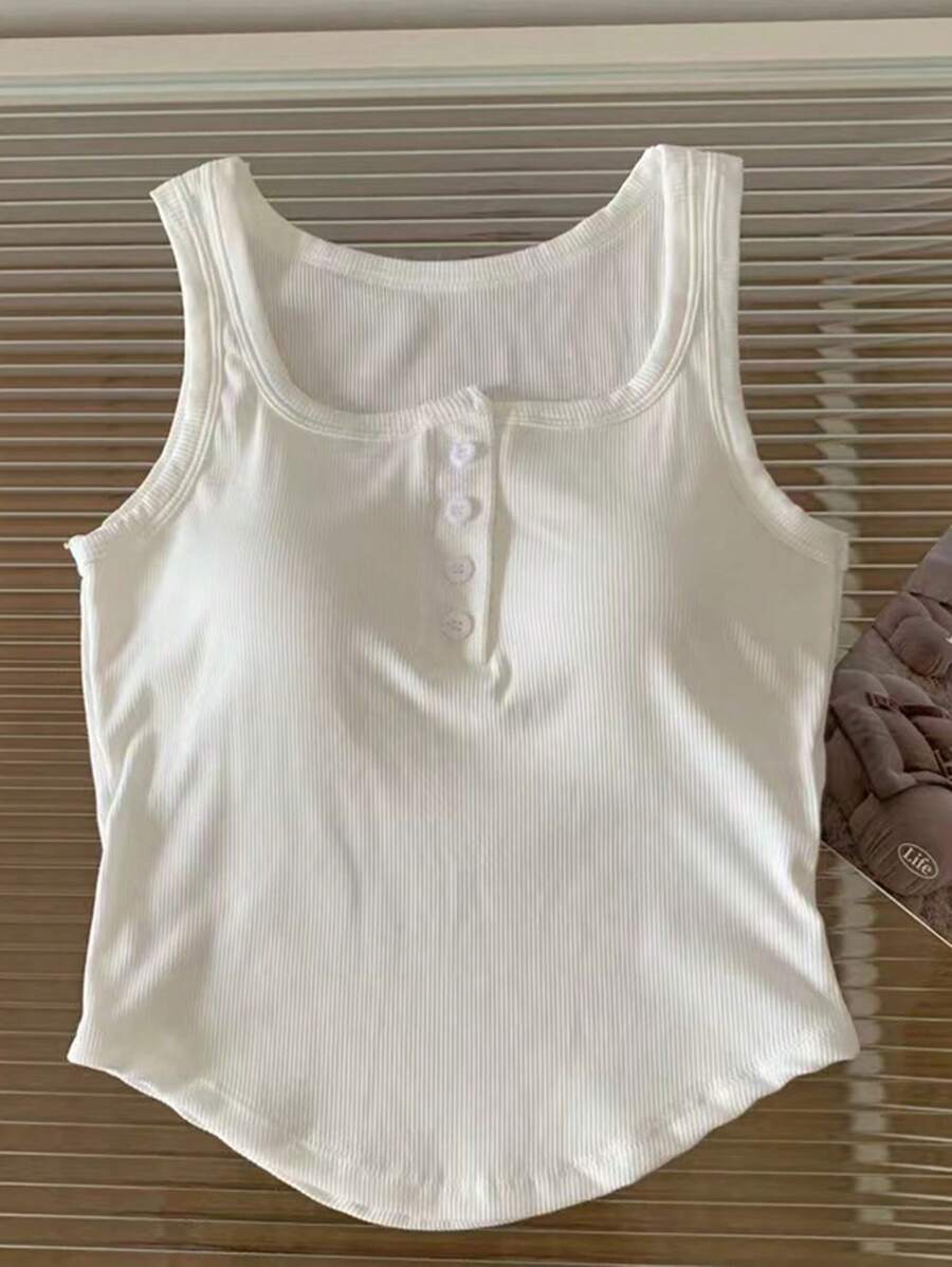 Teen Girl's Built-In Padded Sport Cami Top, Colored Button-Up Mini Tank ...