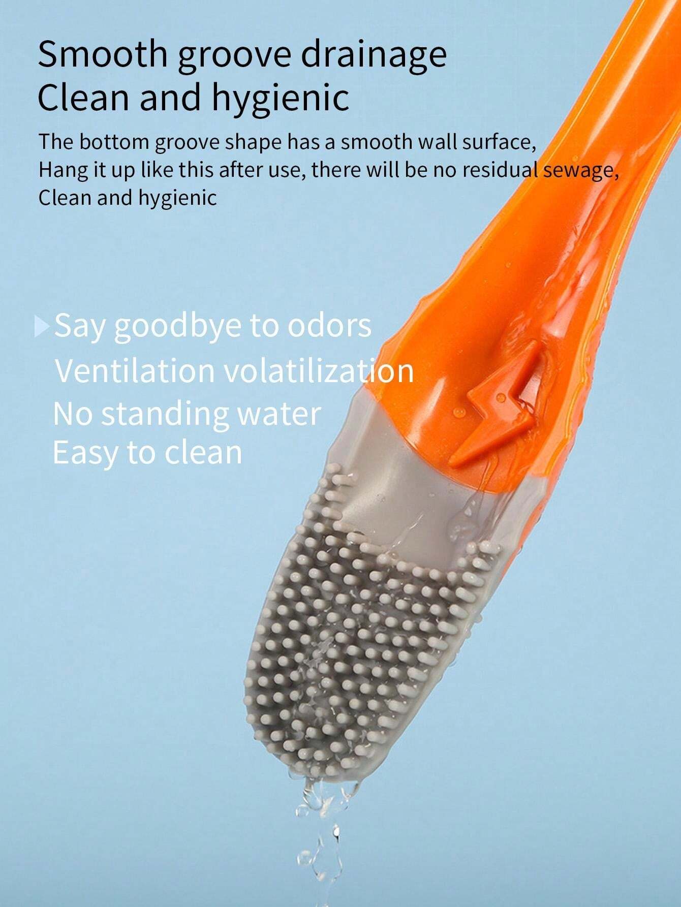 1 Set (Big Brush + Small Brush + Hook) New Toilet Brush With No Dead ...