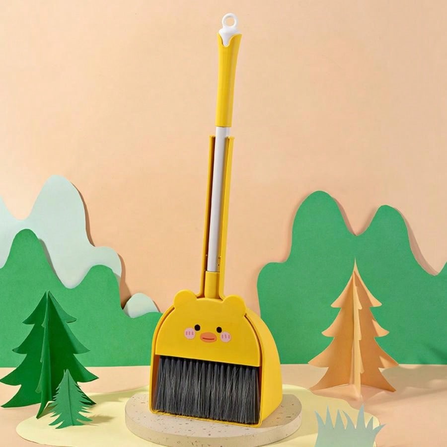 [1 Set] Household Broom Dustpan Set, Cute Soft Hair Bathroom Broom ...