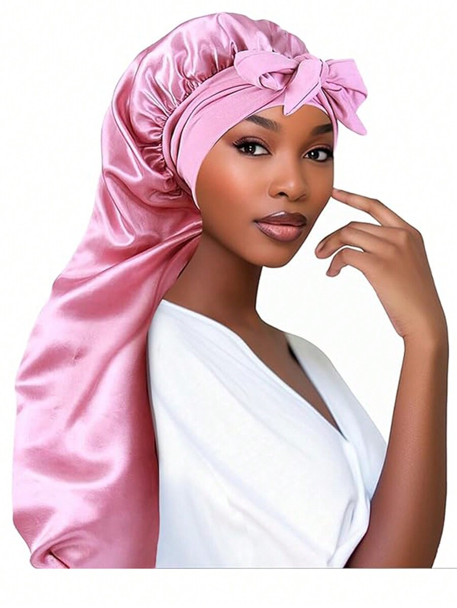 Silk Bonnet For Sleeping Braid Bonnet For Long Hair With Tie Band ...