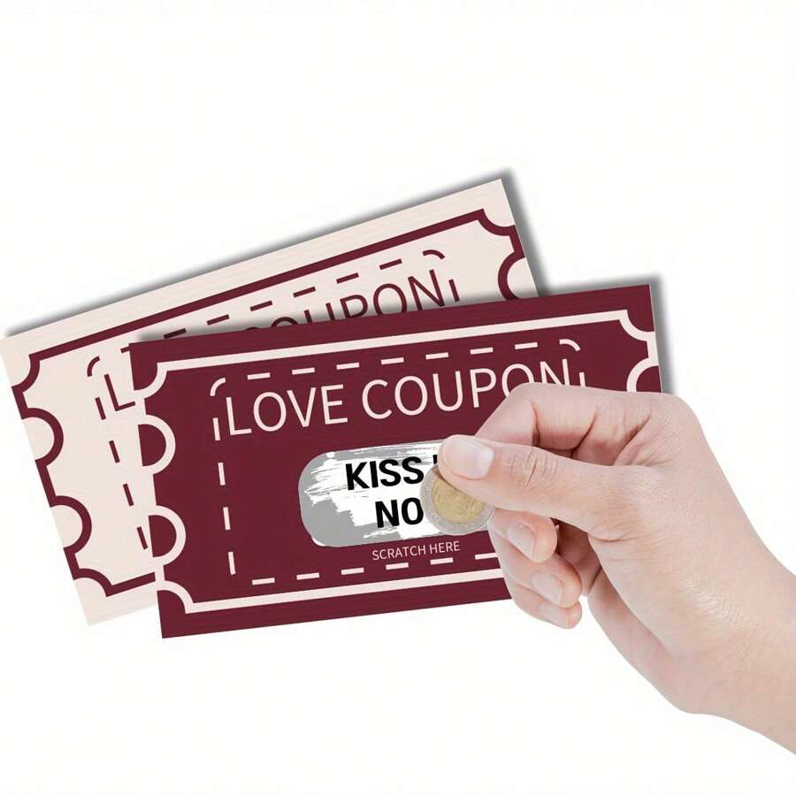 10pcs, Scratch Off Love Coupon Greeting Card, DIY Valentine's Day Love ...