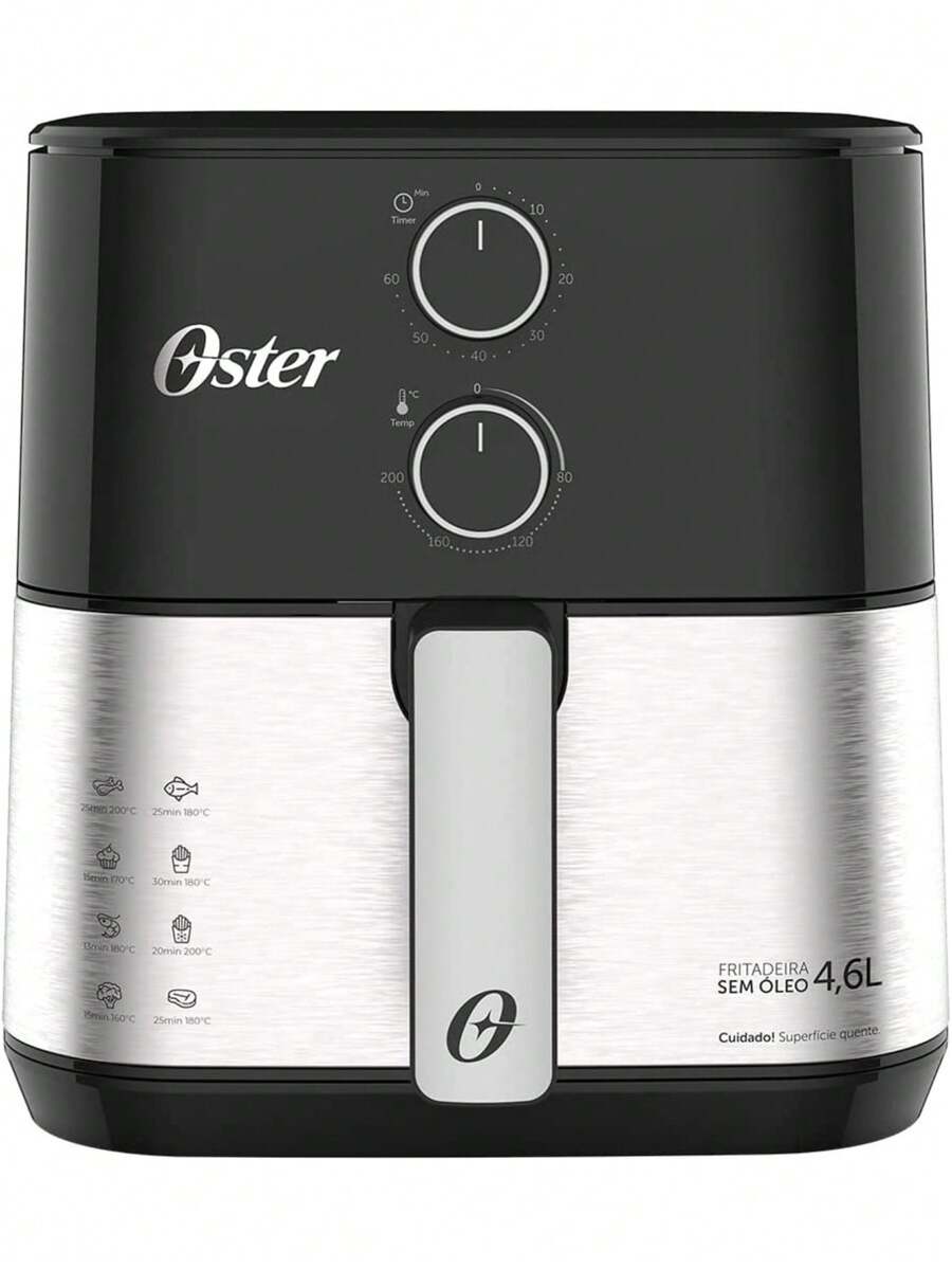 Air Fryer Fritadeira Elétrica sem Oleo Oster OFRT520 Inox Compact 4,6L ...