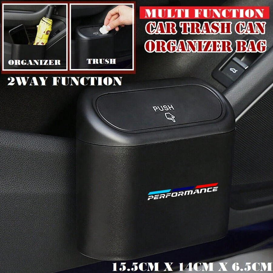 1 Piece ABS Mini Car Trash Can With Lid For BMW 1 2 3 4 5 Series X1 X2 ...