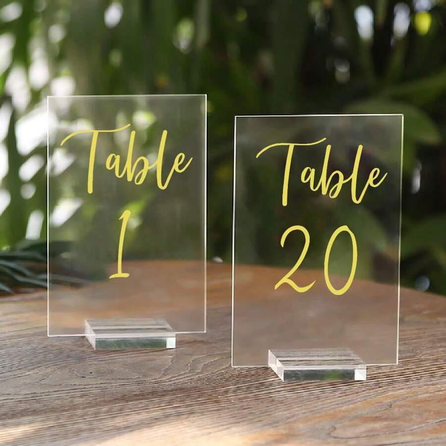 Acrylic Wedding Table Numbers 1-20 With Holder, 4x6 Inches Clear ...