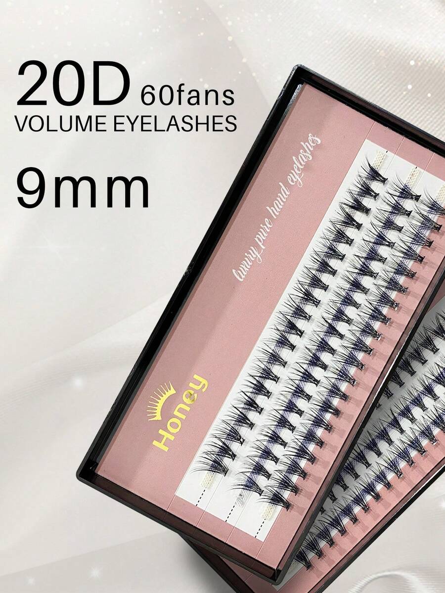 60 Fans Per Box 20D Handmade Natural Long Eyelash 60 Clusters DIY Fish ...