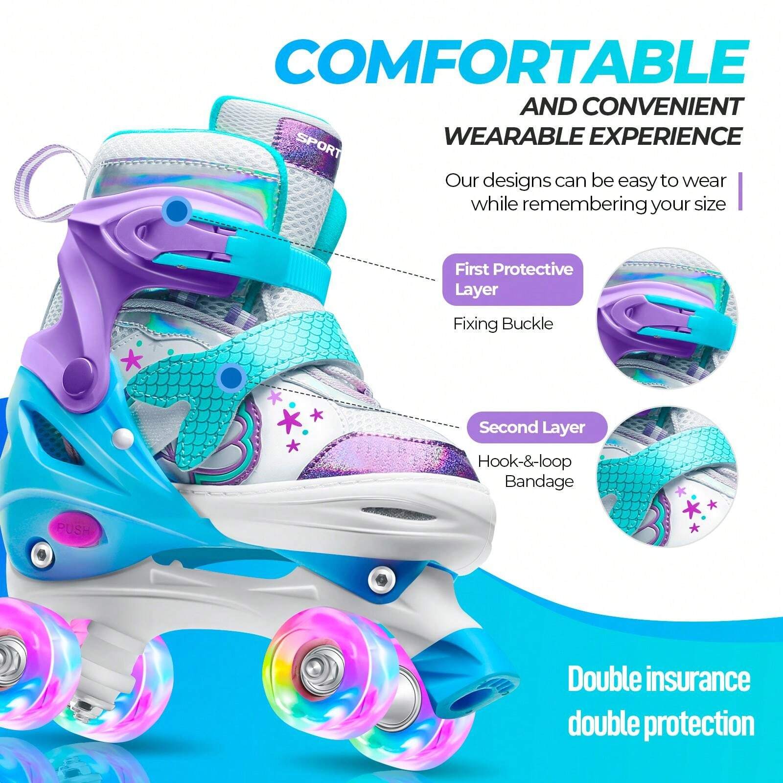 Teenagers Fashionable Double Row Roller Skates, Purple Color With ...