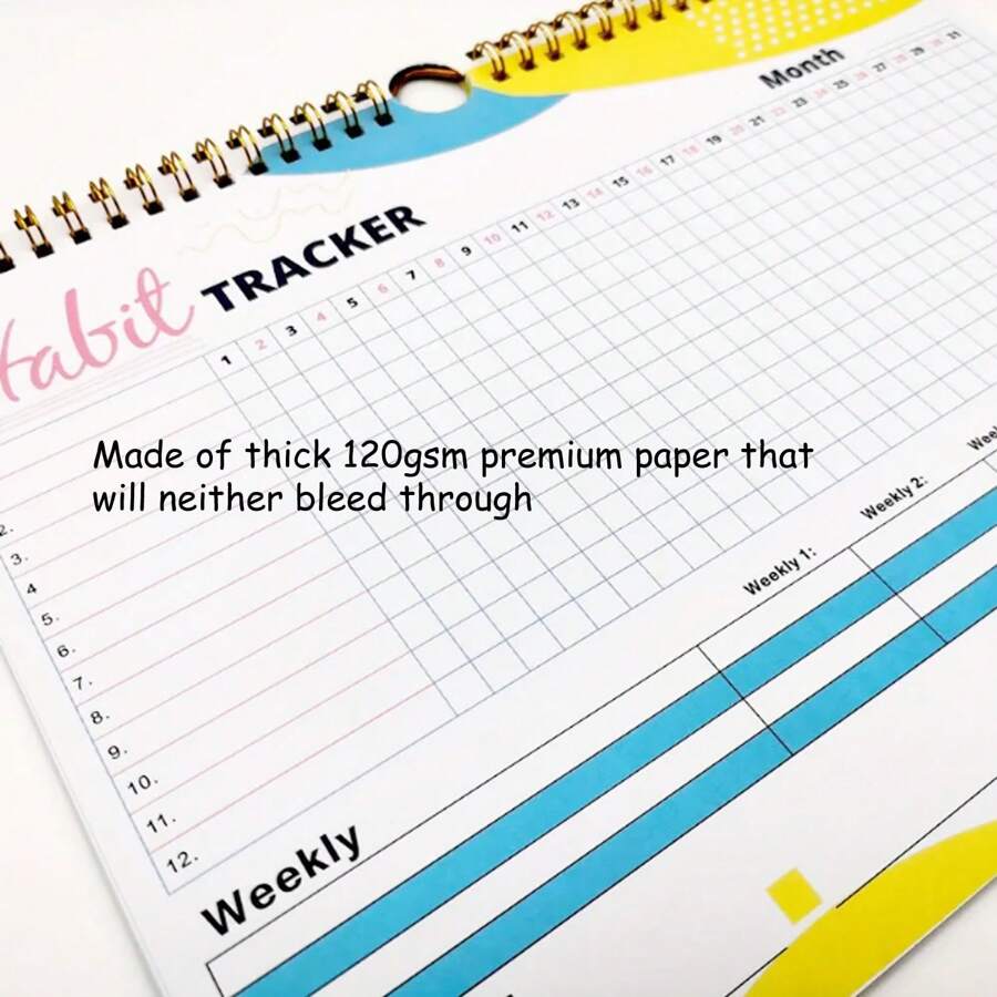 Habit Tracker Calendar 12 Months Undated Daily Weekly & Monthly Period ...