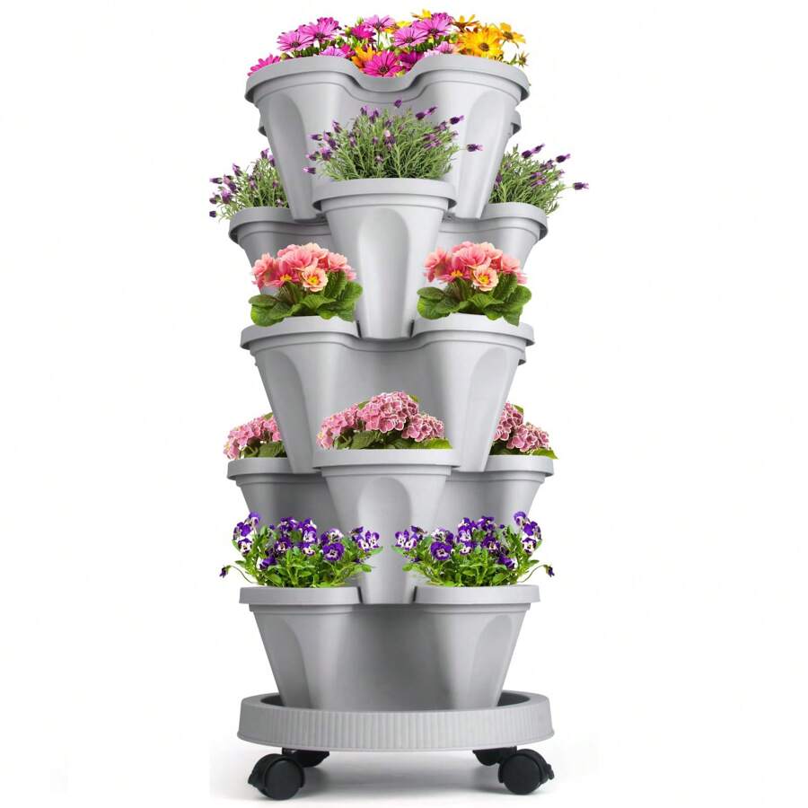 Vertical Planter 5 Tier Stackable Planters Garden Planters Strawberry ...