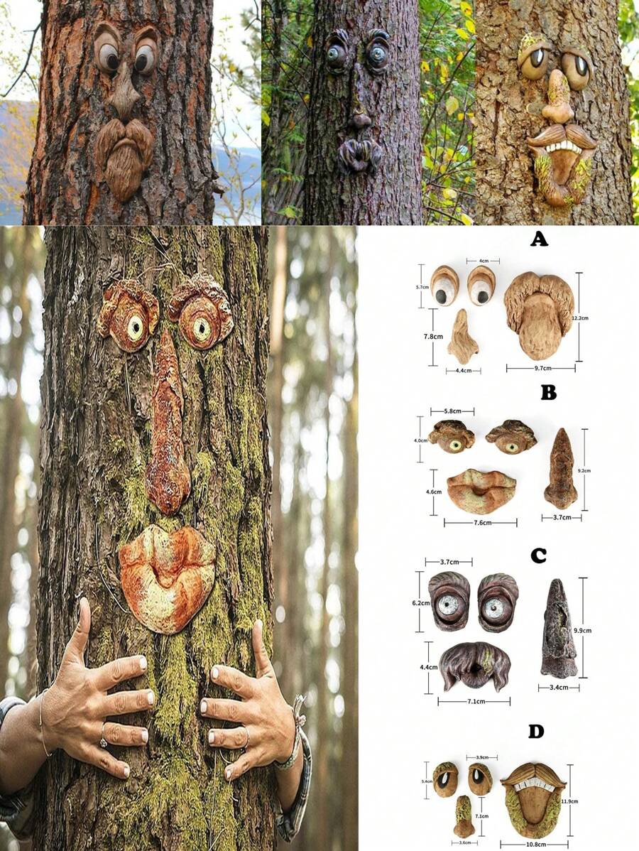 Funny Old Man Tree Face Hugger Garden Art Outdoor Tree Amusing Old Man ...
