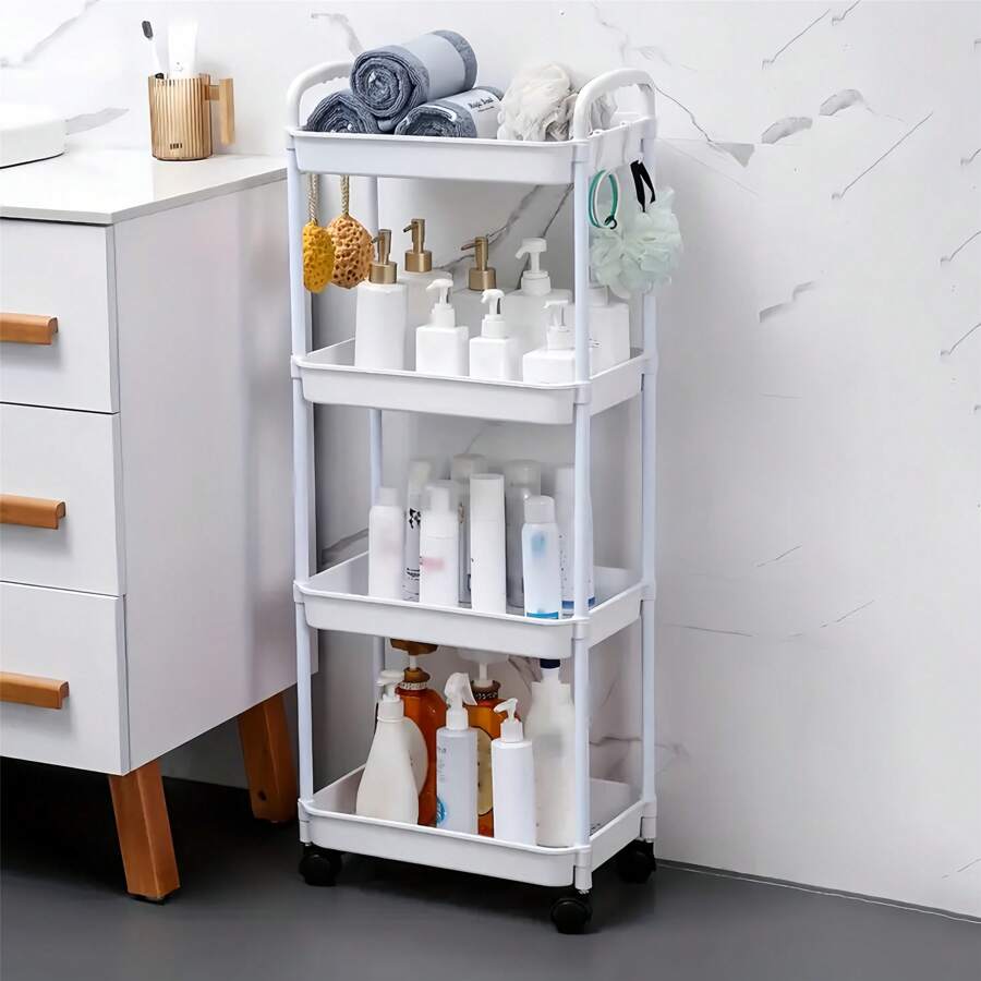 1pc Small Cart Rack, Multi-Purpose Storage Cart With Wheels For Kitchen ...