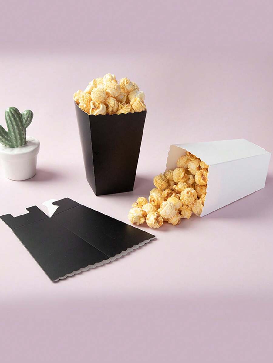 12pcs Black And White Simple Popcorn Box Party Photo Booth Props For ...