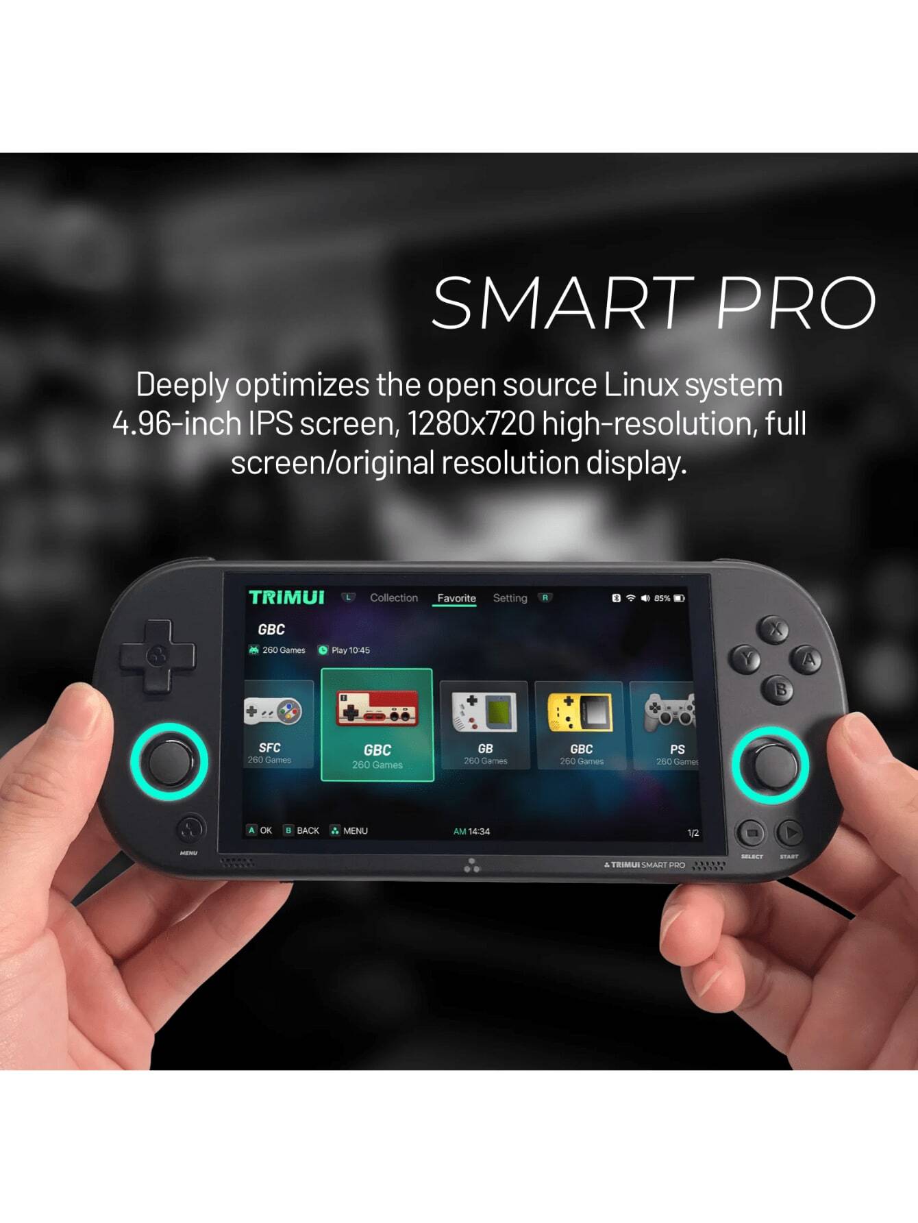 Smart Pro Portable Retro Arcade Game Console 4.96inch IPS Handheld Game ...
