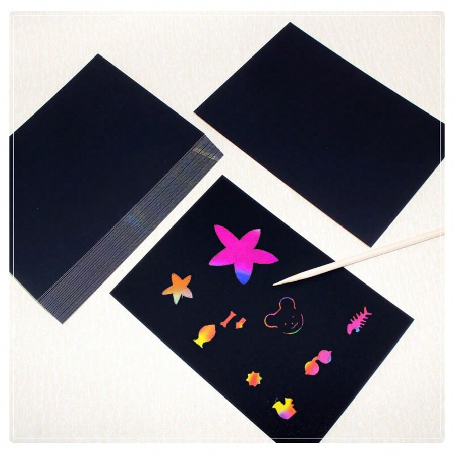 50 Sheets/Set 32k Scratch Art Paper Colorful Scrape Sketching Paper ...