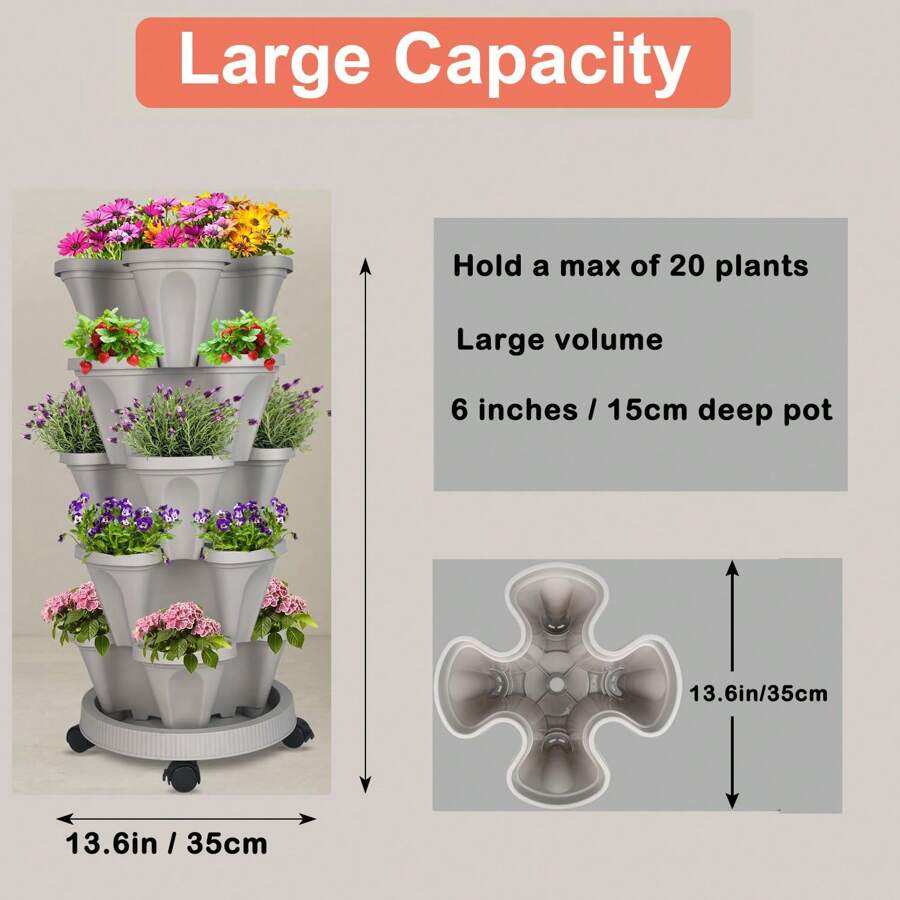 Vertical Planter 5 Tier Stackable Planters Garden Planters Strawberry ...