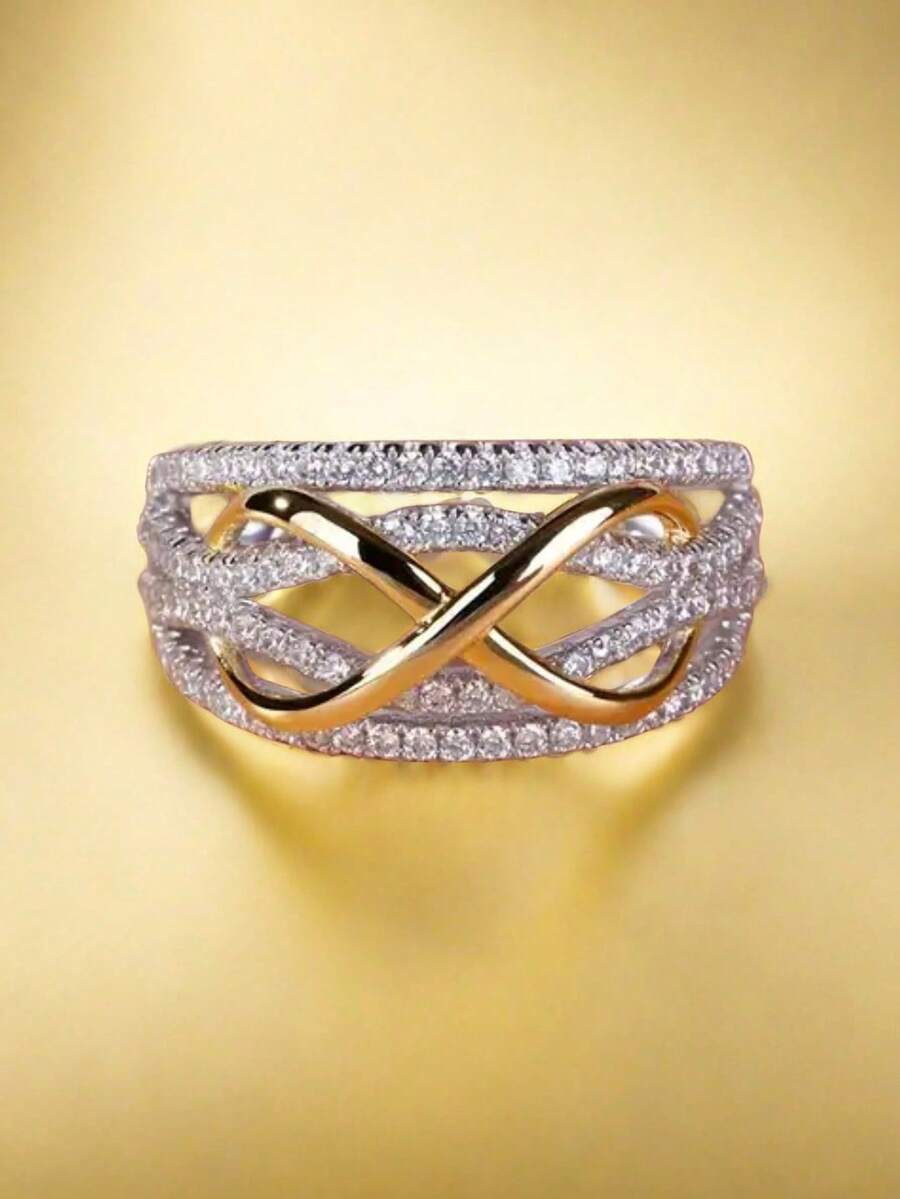 1pc Fashionable Classic Infinity Symbol Wrapped Cubic Zirconia Ring ...