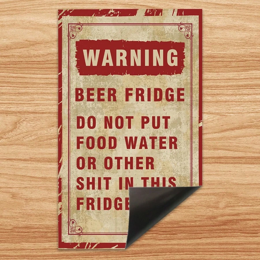 1pc Beer-Specific Fridge Reminder Warning Sign, Vintage Magnetic Fridge ...
