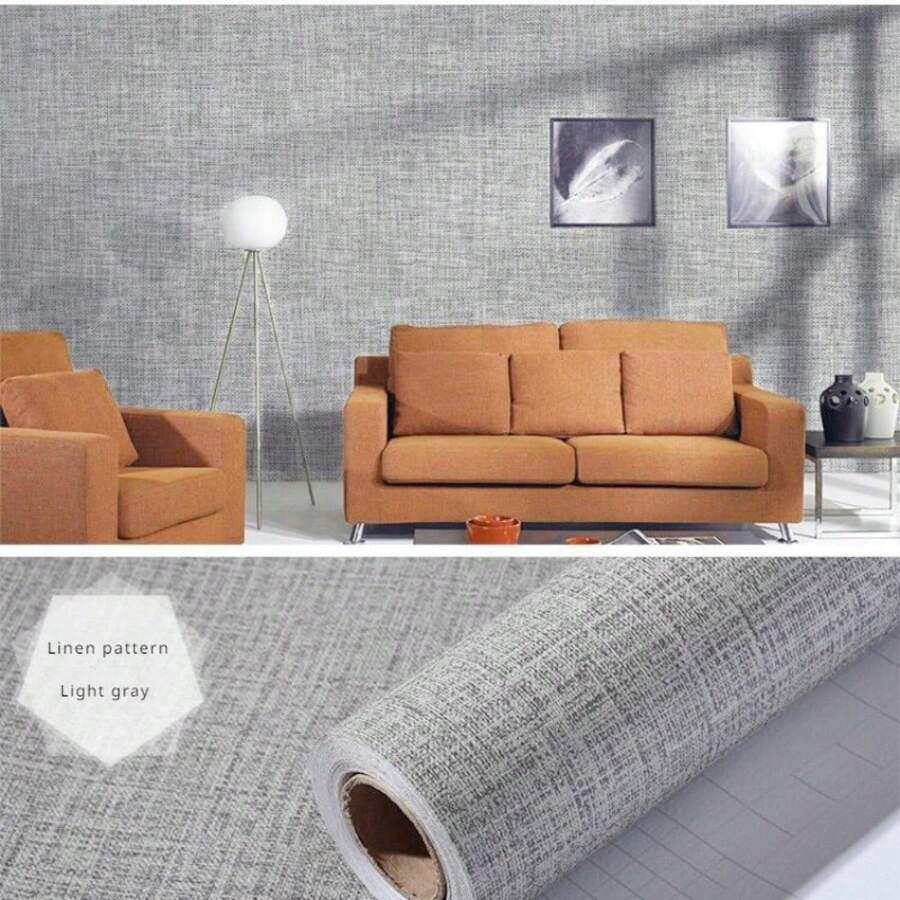 1 Rol Verdikt Licht Grijs Linnen Getextureerd Zelfklevend Behang ...