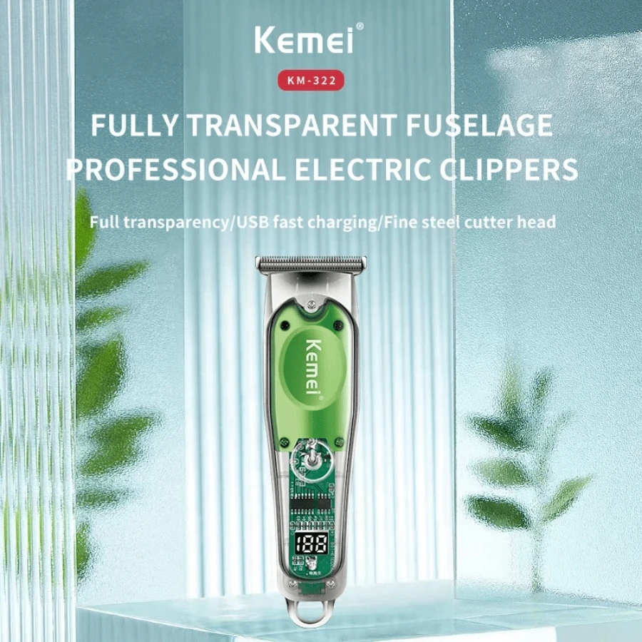 Kemei Transparent USB Rechargeable Wireless Hair Clippers Kemei KM-322 ...