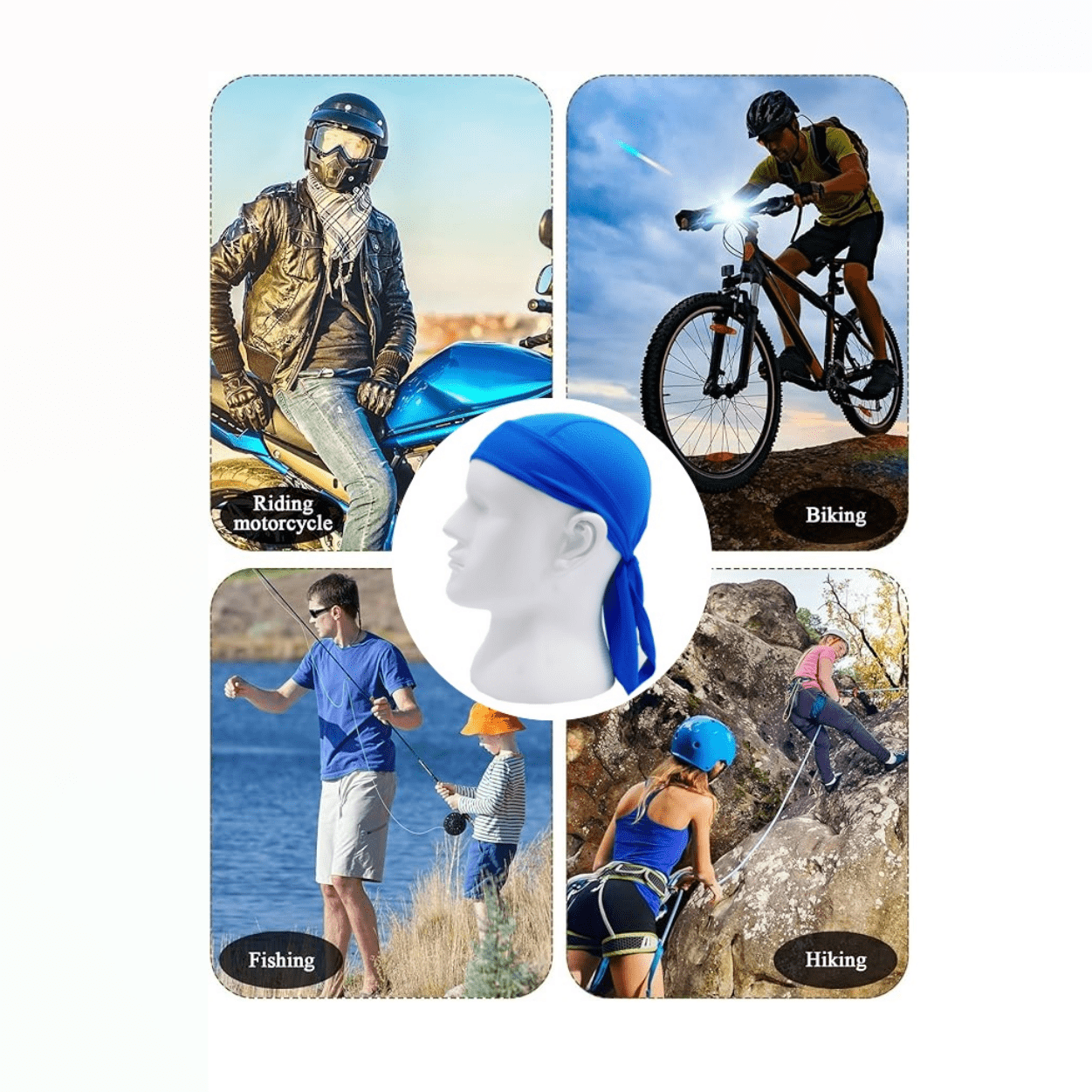 Sweat Wicking Doo Rag Cooling Dew Rag Helmet Liner Large Motorcycle Do ...