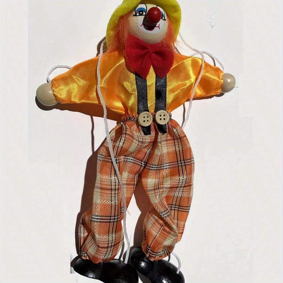 2024 New Arrival Wooden Hand Puppet Cartoon Clown Doll String Puppet ...