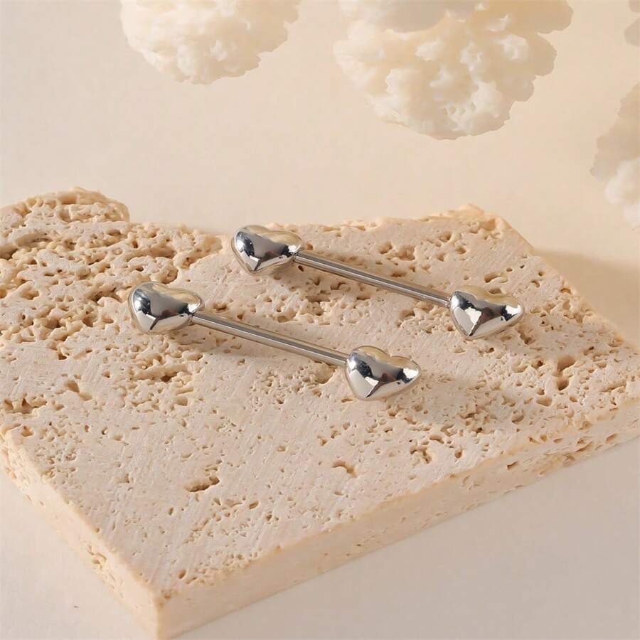 2 peças Anéis de Mamilo em forma de Coração de 14g, Joias para Piercing ...