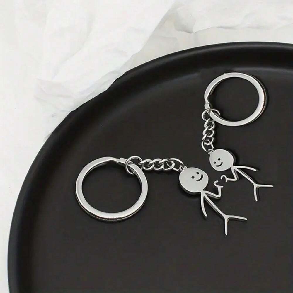 2 Peças Chaveiro Engraçado Stickman Chaveiro De Coração Correspondente ...