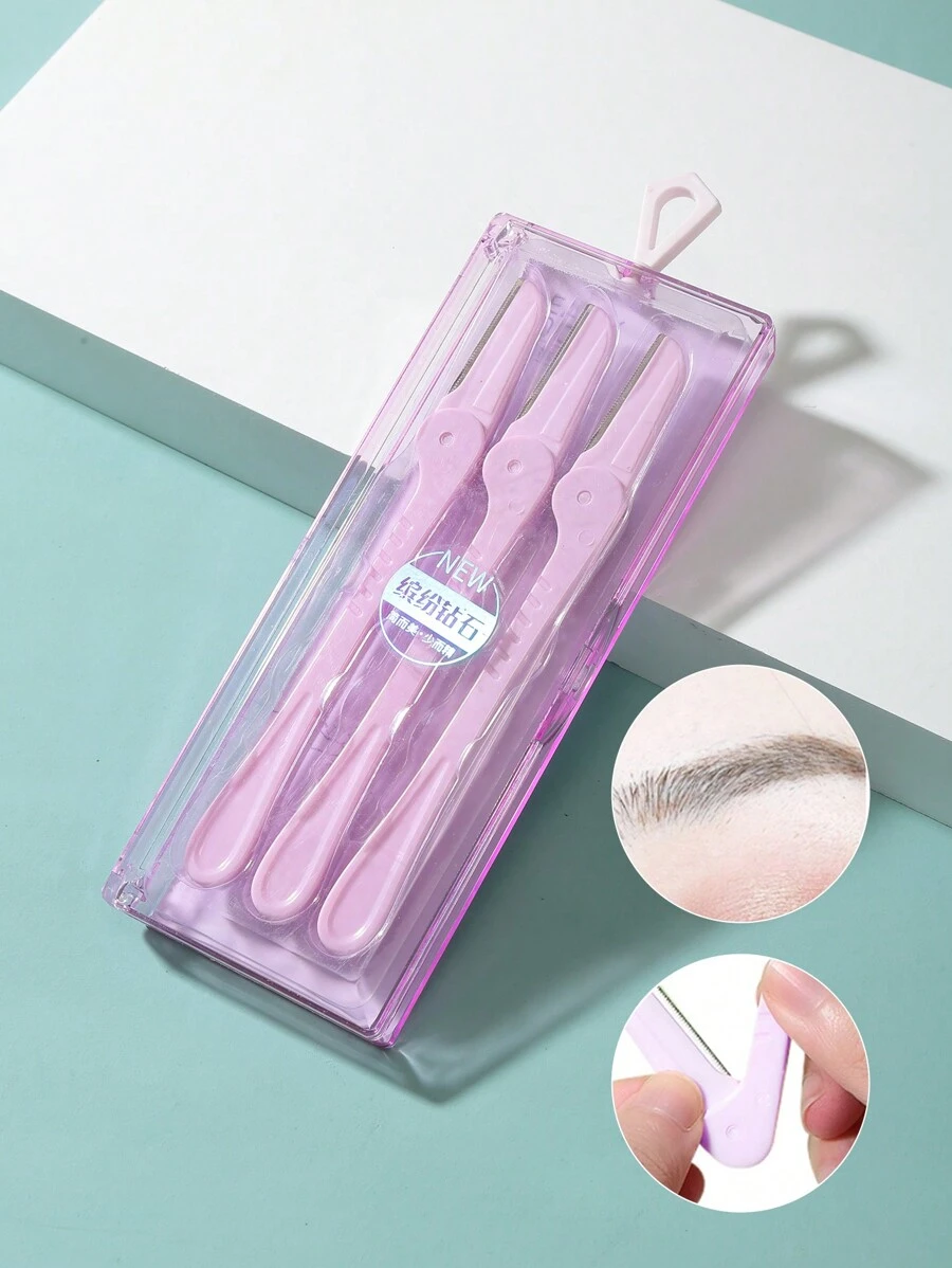 3pcs Folding Eyebrow Razor With Safety Cover And Thin Blade In A Case ...
