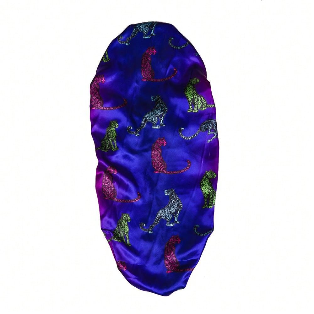 1PC Women's Leopard Print Elastic Hair Bonnet Cheetah Satin Silky ...