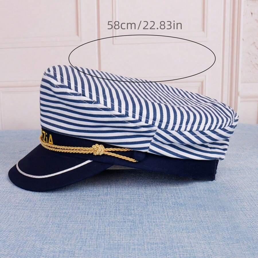 Unisex Blue Striped Captain Hat For Venice Sailor Dance, Stage, Parent ...