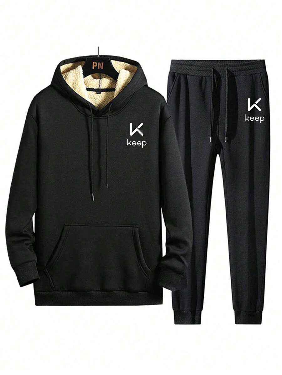 Boyfriend Style Men's Winter New Style Letter Printed Fleece Drawstring ...