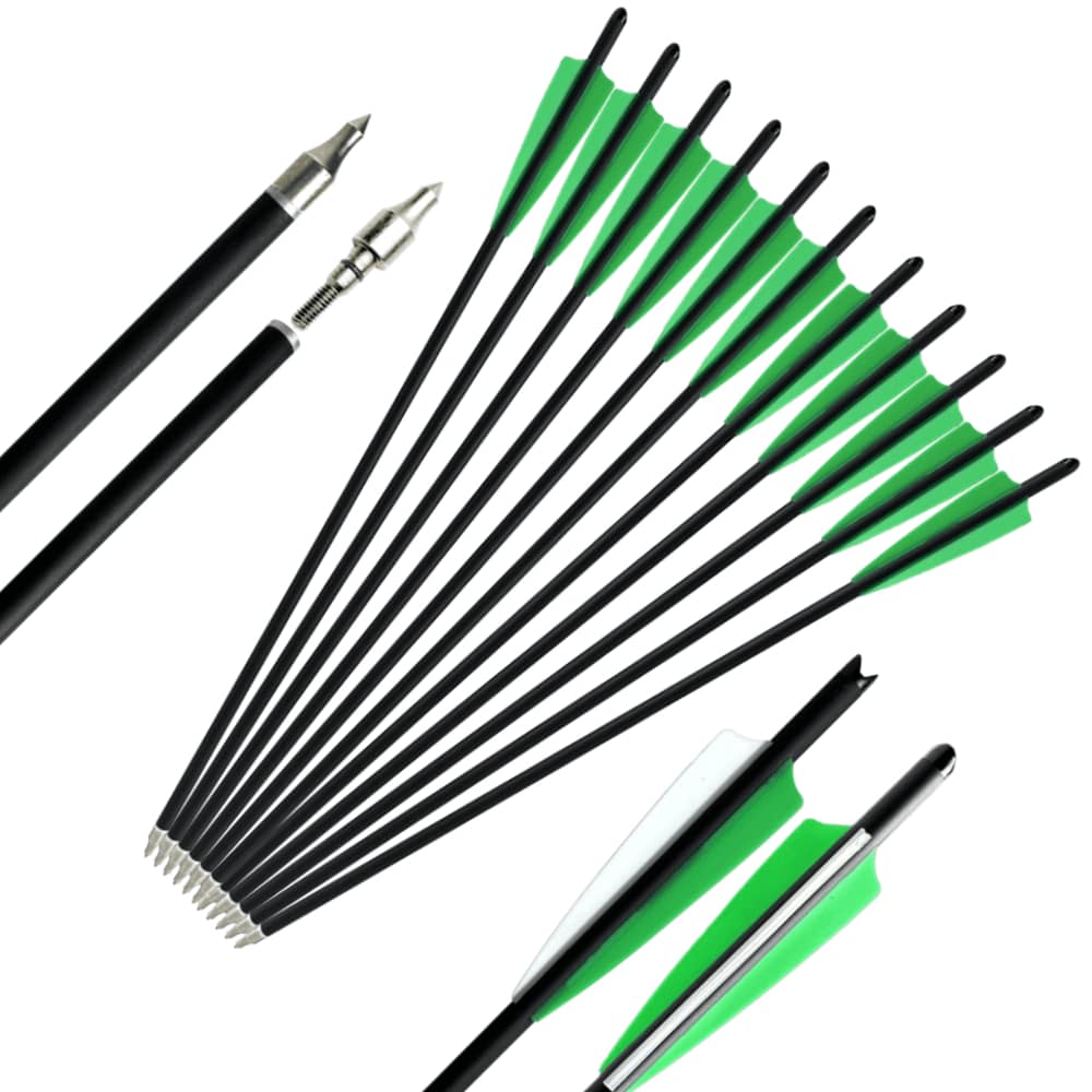 12 Carbon Blend Crossbow Arrows 8.8mm Diameter With Removable ...