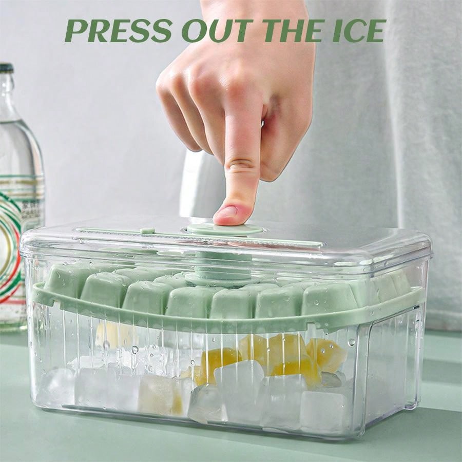 Household Ice Cube Tray, Press-Style Plastic Ice Mold For Summer ...