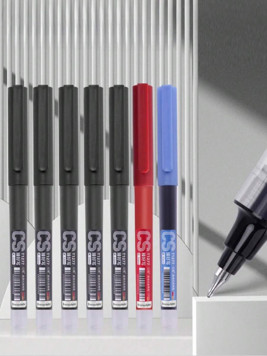 6pcs Liquid Gel Ink Ballpoint Pens With Cs Nib For Office 0.5mm Carbon ...