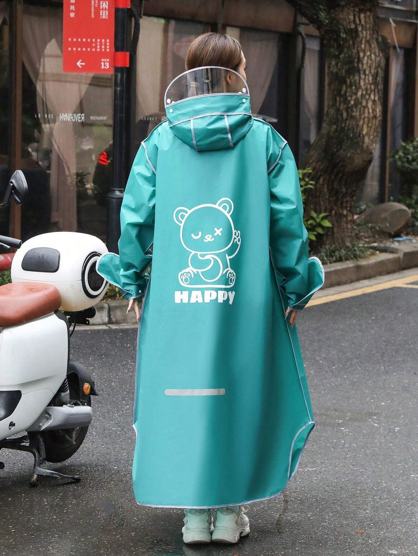 Women's Long Raincoat Suit Full Body Anti-Rainstorm Electric Scooter ...