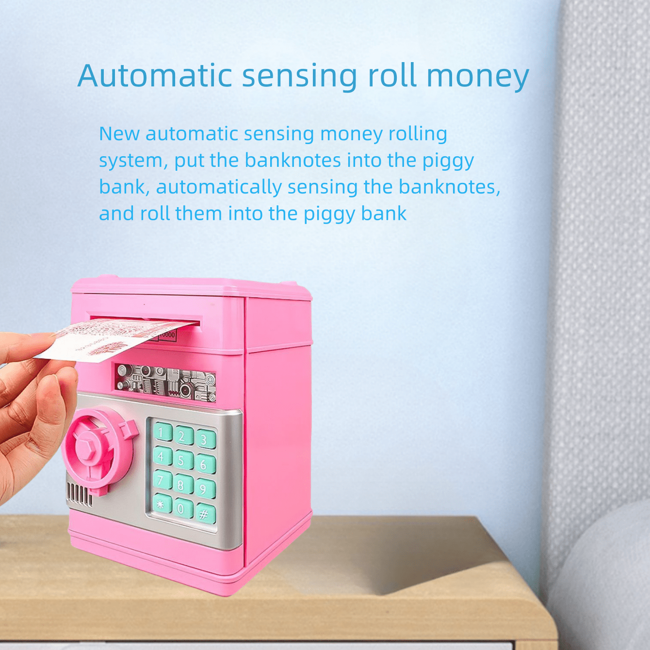 A Pink Password Piggy Bank, Automatic Sensor Scroll, Intelligent ...