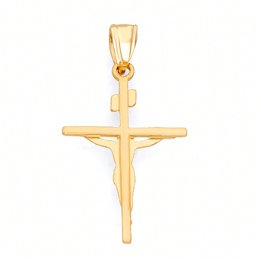 Golden Fire Solid 14k Gold INRI Cross Pendant - Spiritual Symbol ...