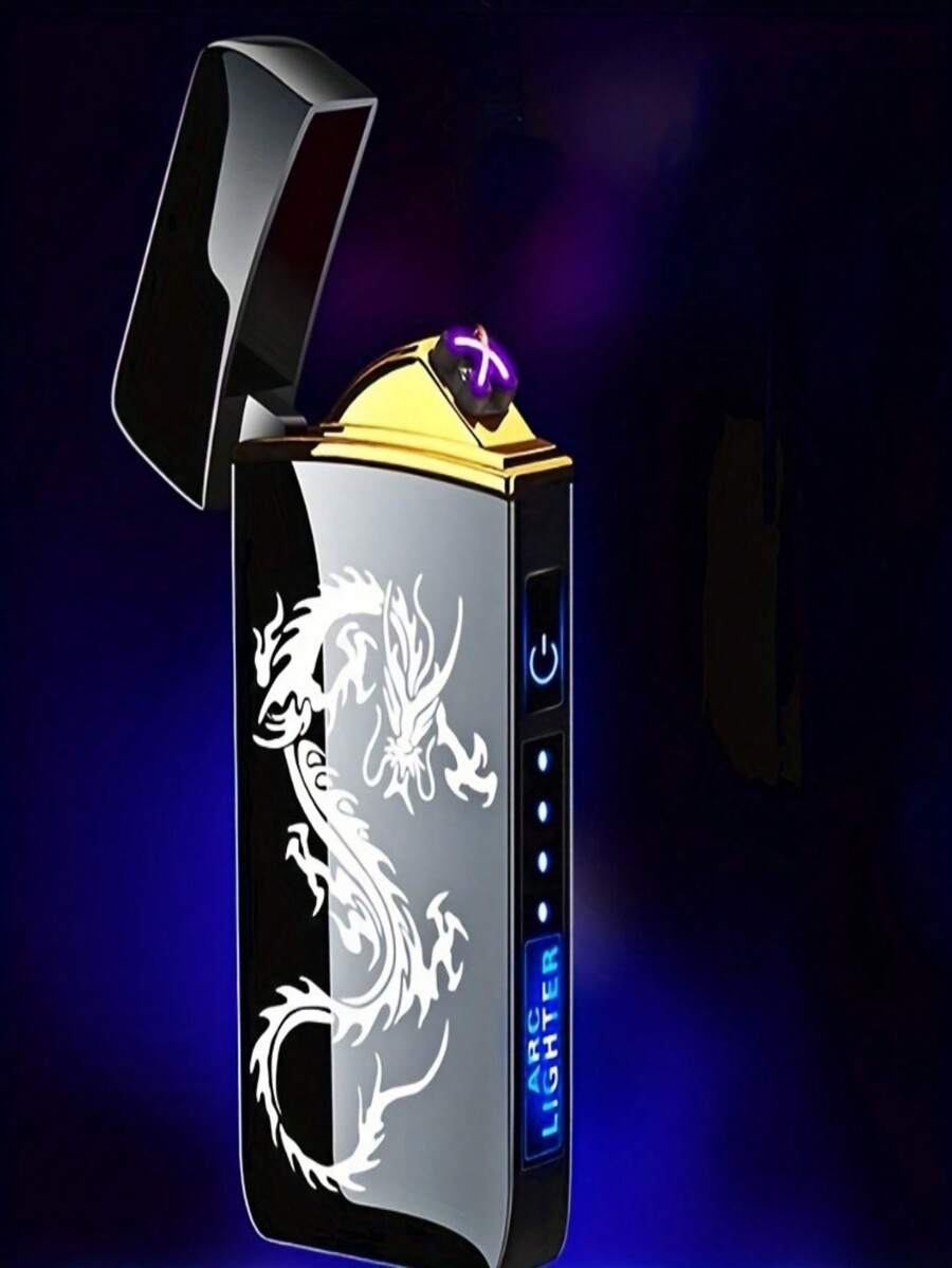 USB Rechargeable Windproof Double Arc Lighter With LED Display And ...