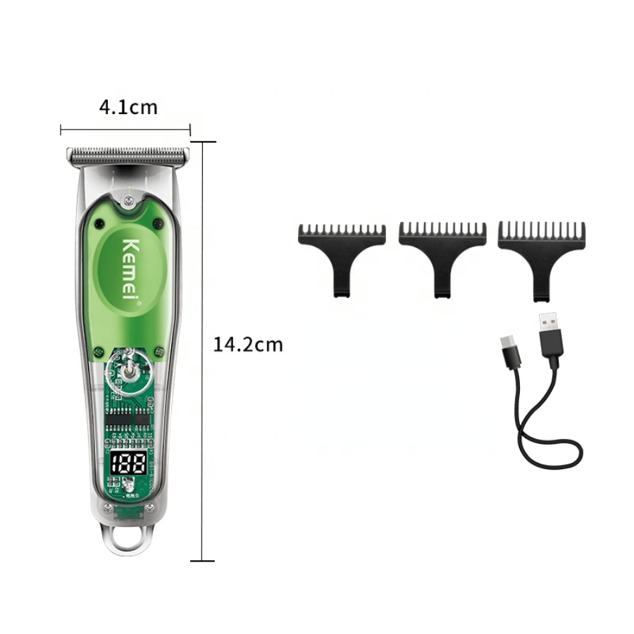 Kemei Transparent USB Rechargeable Wireless Hair Clippers Kemei KM-322 ...