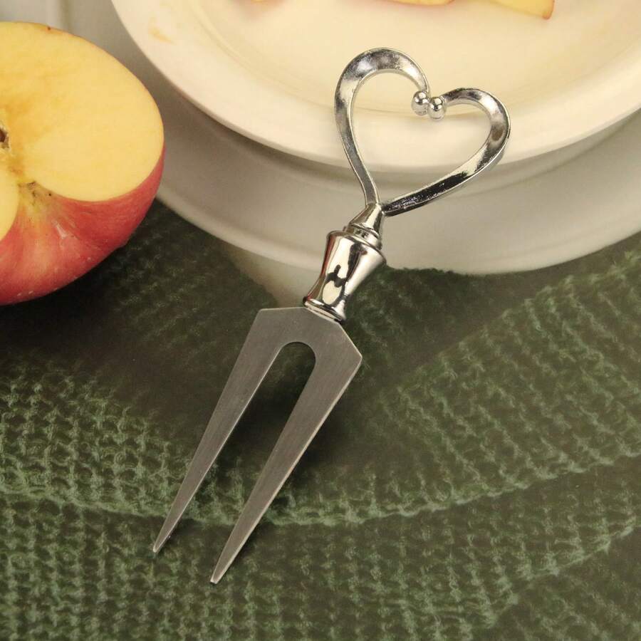 4Pcs Fruit Forks Stainless SteelSilver Hollow Heart Short Forks For ...
