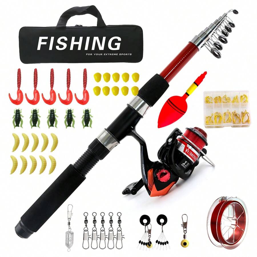 Fishing Rod And Reel Combo 1.8m-3.6m Max Drag 5kg Telescopic Rod With 5 ...