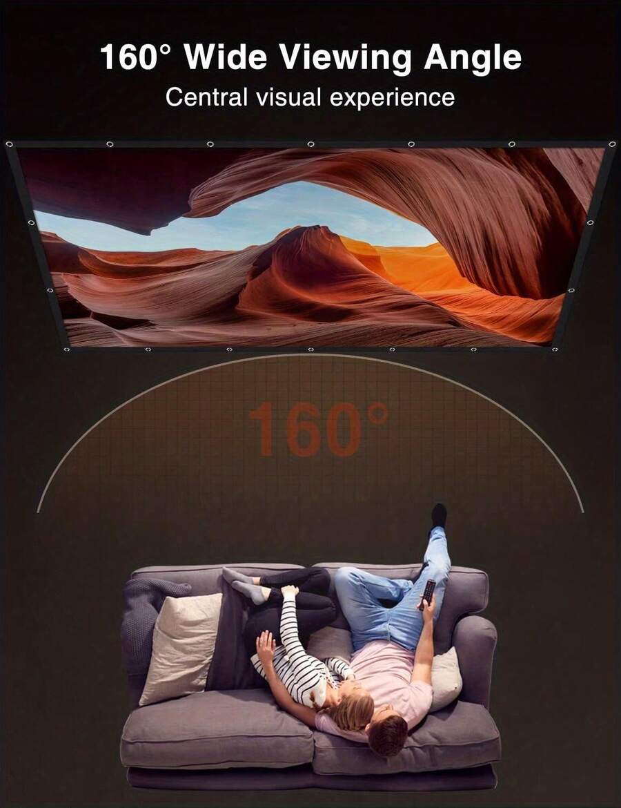 No Drilling Required, Wall-Mounted 120 Inch Soft Projector Screen, 265 ...