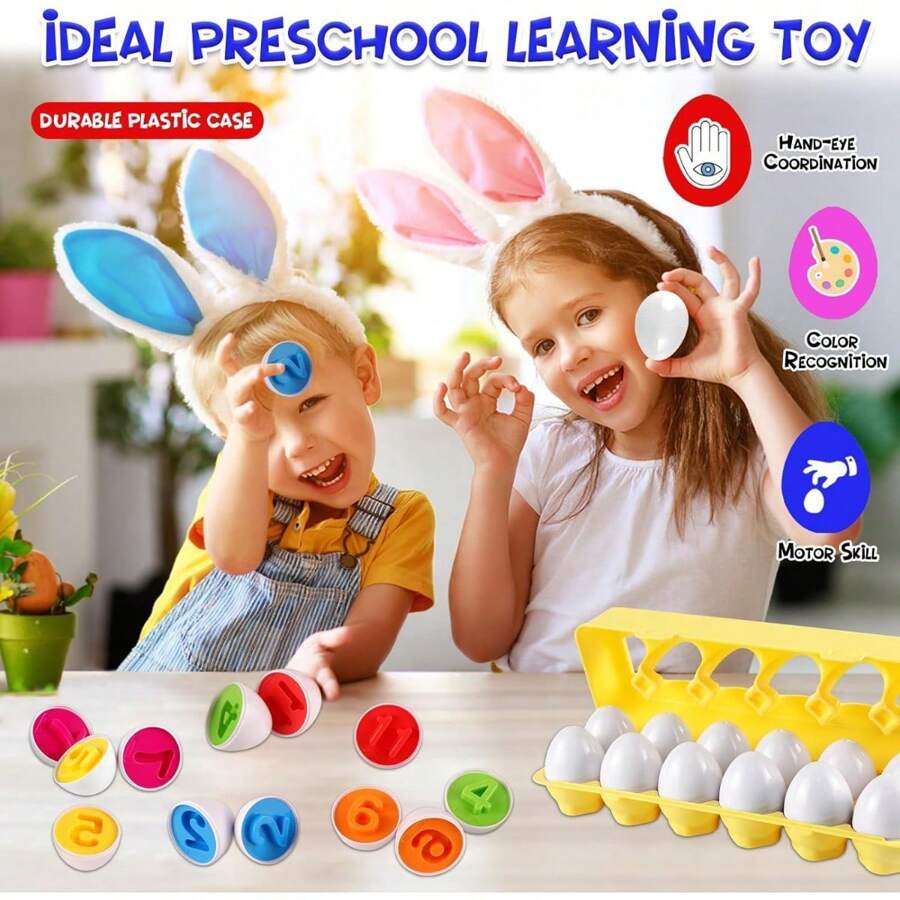 Matching Egg Toy Set - 12 Play Eggs Toddler Toys - Educational Color ...